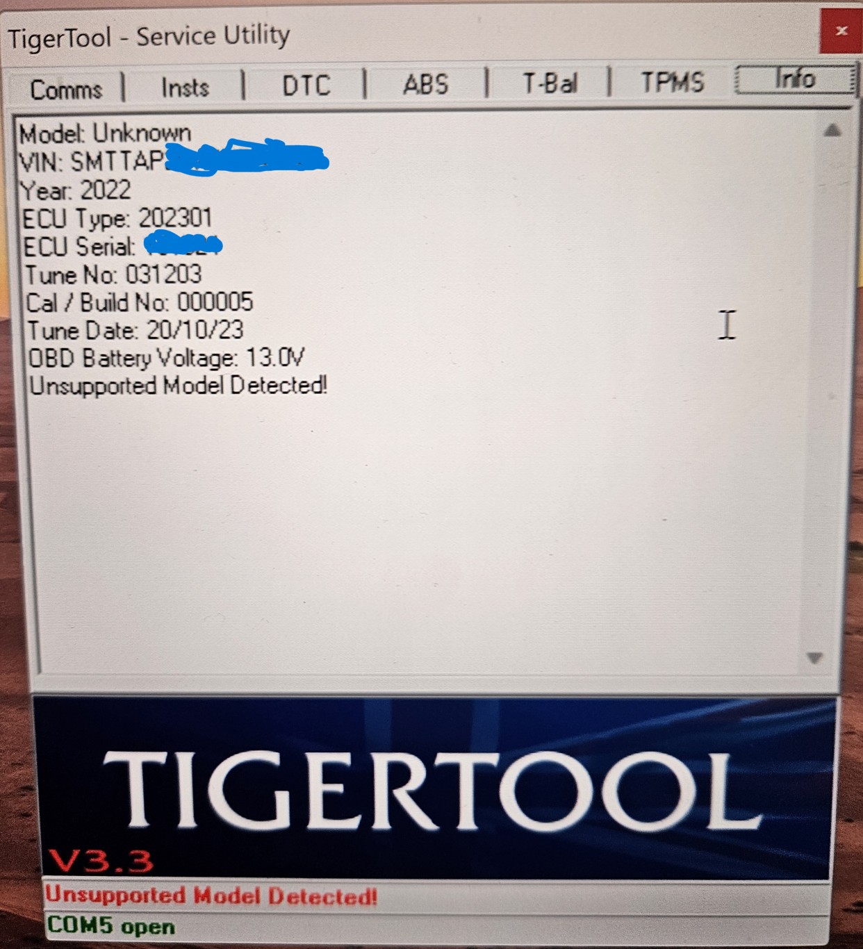 TigerTool V3.3 Bug on Latest VINs - General Maintenance and Servicing